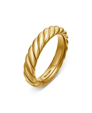 David Yurman Sculpted Cable Band Ring In 18k Yellow - Gold