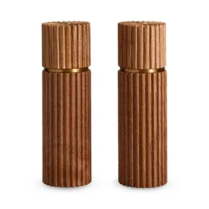 L'Objet Hand Carved Ribbed Salt And Pepper Mills - Bonde Oak
