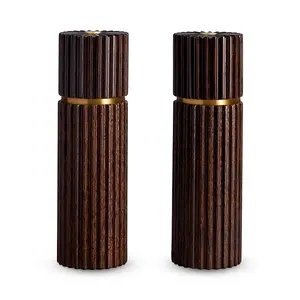 L'Objet Hand Carved Ribbed Salt And Pepper Mills - Smoke Oak