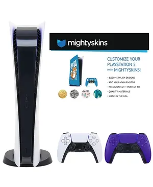 SONY Ps5 Digital Console With Extra Purple Dualsense Controller And Skins Voucher - Open White