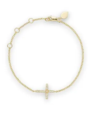 Meira T 14k Yellow Gold Diamond Cross Bracelet - White/gold