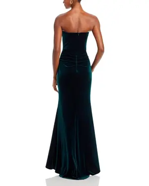Aqua Velvet Strapless Gown Exclusive