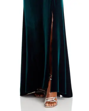 Aqua Velvet Strapless Gown Exclusive
