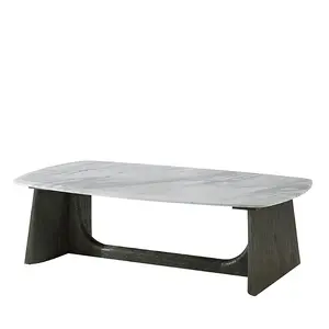 THEODORE ALEXANDER Repose Wooden Coffee Table With Marble Top - Charcoal Oak