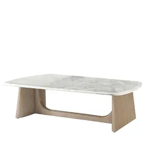 THEODORE ALEXANDER Repose Wooden Coffee Table With Marble Top - Gray Oak