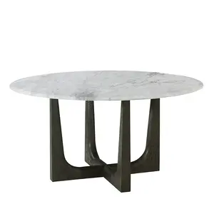 THEODORE ALEXANDER Repose Marble Round Dining Table - Charcoal Oak