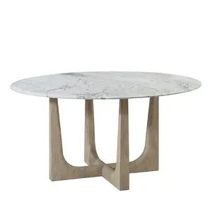 THEODORE ALEXANDER Repose Marble Round Dining Table - Gray Oak