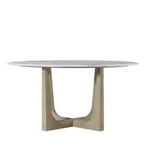 THEODORE ALEXANDER Repose Marble Round Dining Table - Gray Oak