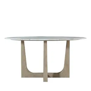 THEODORE ALEXANDER Repose Marble Round Dining Table - Gray Oak