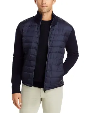 Moncler Stand Collar Quilted Cardigan Navy
