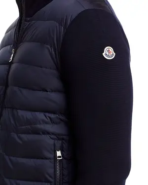 Moncler Stand Collar Quilted Cardigan - Navy
