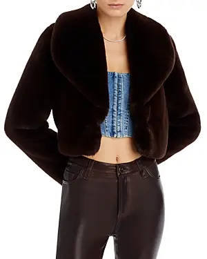 L'Agence L'Agence Davy Faux Fur Cropped Jacket Ganache