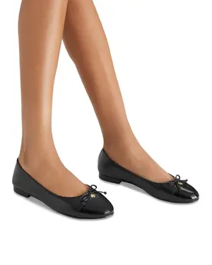 Tory Burch Bow Logo Ballet Flats - Perfect Black