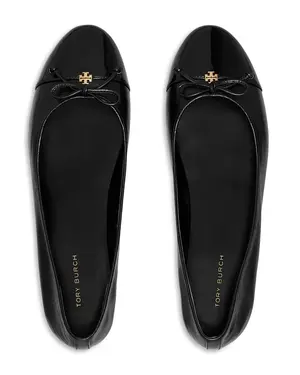 Tory Burch Bow Logo Ballet Flats - Perfect Black