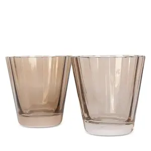 ESTELLE COLORED GLASS Sunday Lowball Glasses, Set Of 2 - Amber Smoke