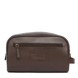 Barbour Leather Washbag - Brown