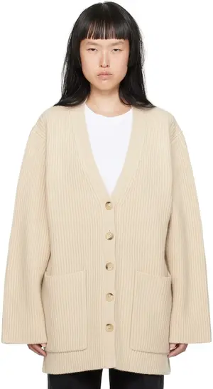 TOTEME TOTEME Ribbed Wool Cardigan - 009 Stone