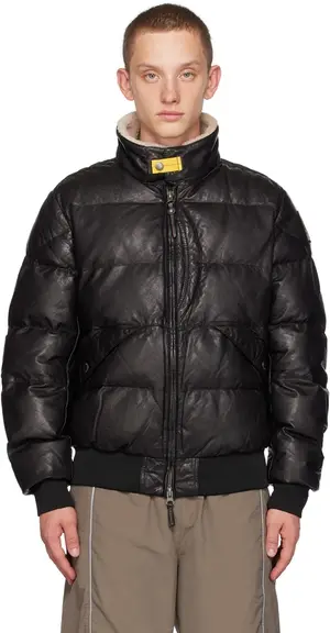 PARAJUMPERS Parajumpers Black Alf Leather Puffer Jacket - 0541 Black