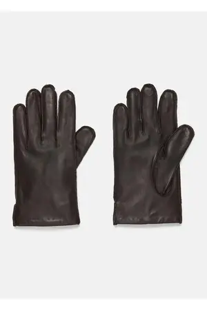 Vince Cashmere-Lined Leather Gloves Natural