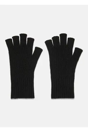Vince Wool-cashmere Rib-knit Fingerless Gloves - Black