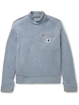 Sacai Carhartt Wip Detroit Ribbed Wool And Nylon-Blend Sweater In