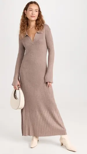 O.P.T Nicole Ribbed Knit Dress - Frappucino