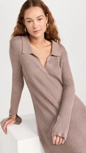 O.P.T Nicole Ribbed Knit Dress - Frappucino