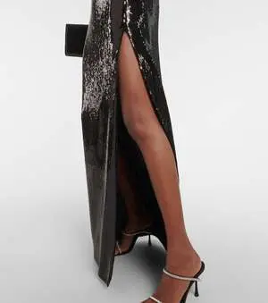 Galvan Beating Heart Sequined Maxi Skirt - Black