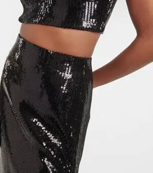 Galvan Beating Heart Sequined Maxi Skirt - Black