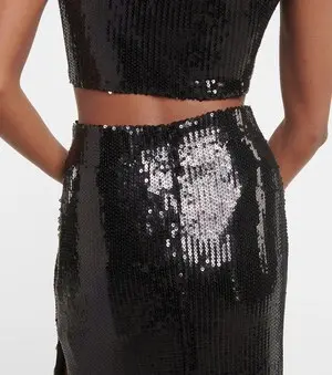 Galvan Beating Heart Sequined Maxi Skirt - Black