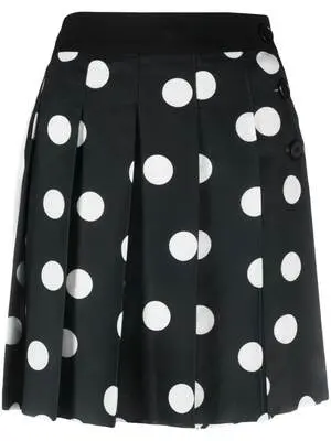 MSGM Polka Dot Pleated Mini Skirt - Black