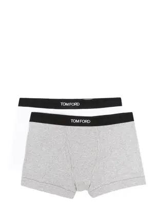 TOM FORD Logo-band Cotton-blend Boxers - White