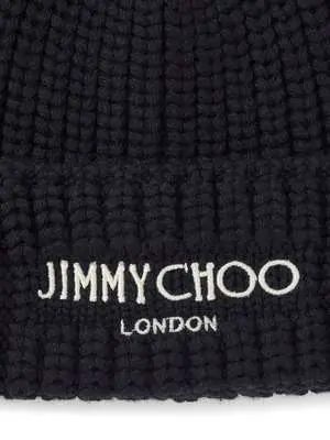JIMMY CHOO Logo-embroidered Ribbed-knit Beanie