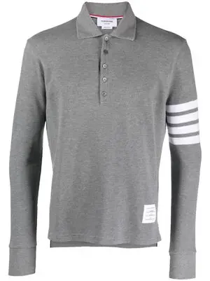 Thom Browne 4-bar Stripe 2003-print Polo Shirt - Grey