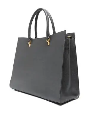 Thom Browne Pebble Grain Leather Duet Tote - Grey