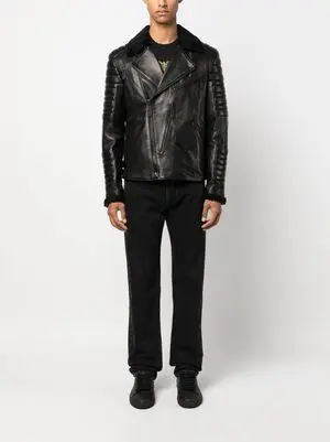 Philipp Plein Logo-debossed Leather Jacket