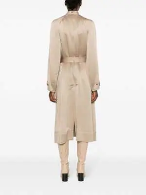 10 CORSO COMO Double-breasted Belted Satin Coat - Neutrals