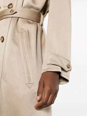10 CORSO COMO Double-breasted Belted Satin Coat - Neutrals