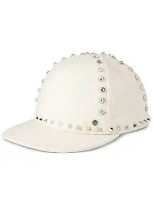 MAISON MICHEL Nick Stud-embellished Cap - Neutrals