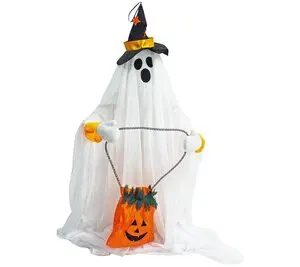 HAUNTED HILL FARM 35in Boo The Standing Ghost W Ith Music - One-color