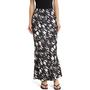 Vero Moda Merle Abstract Print Maxi Skirt - Black Aop Sonya