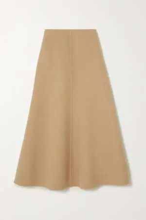 Chloé Wool And Cashmere-blend Midi Skirt - Tan