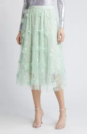 NIKKI LUND Audra Floral Appliqué Maxi Skirt - Green