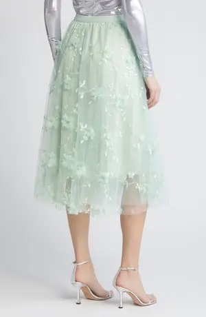 NIKKI LUND Audra Floral Appliqué Maxi Skirt - Green
