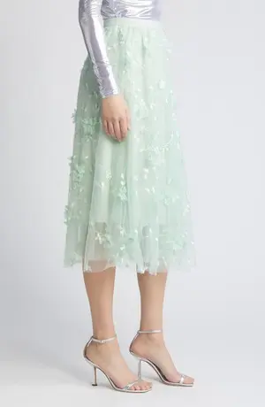 NIKKI LUND Audra Floral Appliqué Maxi Skirt - Green