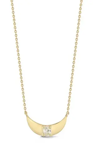 DANA REBECCA DESIGNS Mikaela Estelle Diamond Crescent Pendant Necklace - Yellow Gold