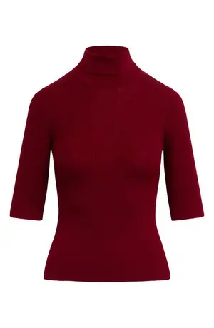 FAVORITE DAUGHTER The Amelia Merino Wool Turtleneck Top - Winery
