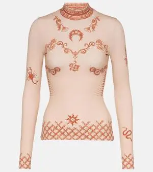 MARINE SERRE Regenerated Second Skin Jersey Top - Pink