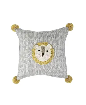 MELANGE COLLECTION Lion Pillow, 10 X 10 - Grey