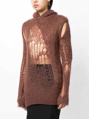 Rick Owens Perforated Knitted Hoodie
